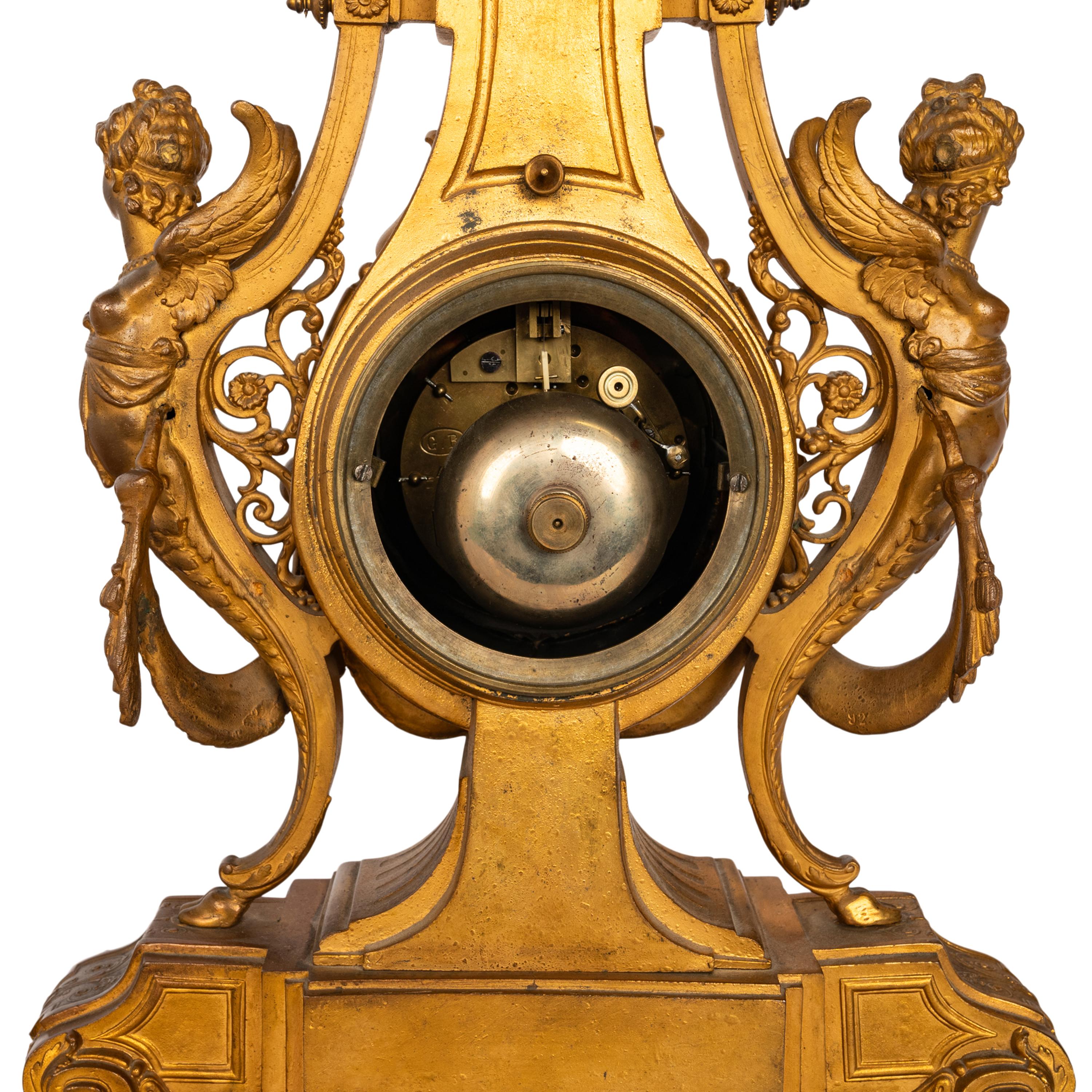 Antique French Gilt Bronze Porcelain 8 Day Japy Freres Mantel Clock and ...
