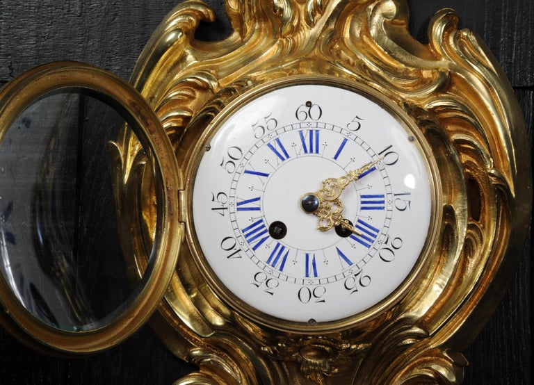 Antique French Gilt Bronze Rococo Cartel Wall Clock at 1stDibs ...