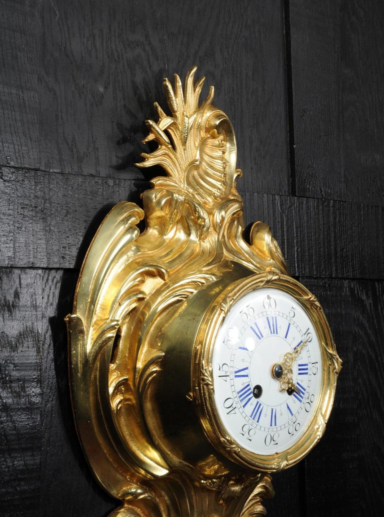 Antique French Gilt Bronze Rococo Cartel Wall Clock at 1stDibs ...
