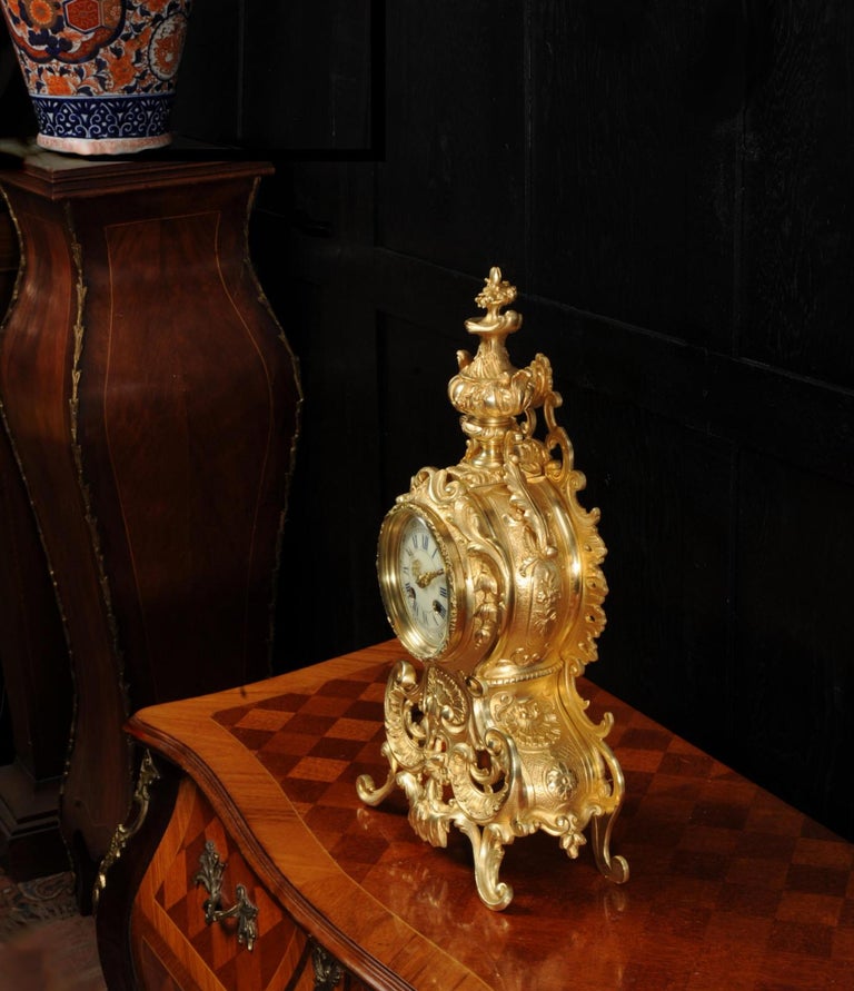 Antique French Gilt Bronze Rococo Clock by Samuel Marti at 1stDibs