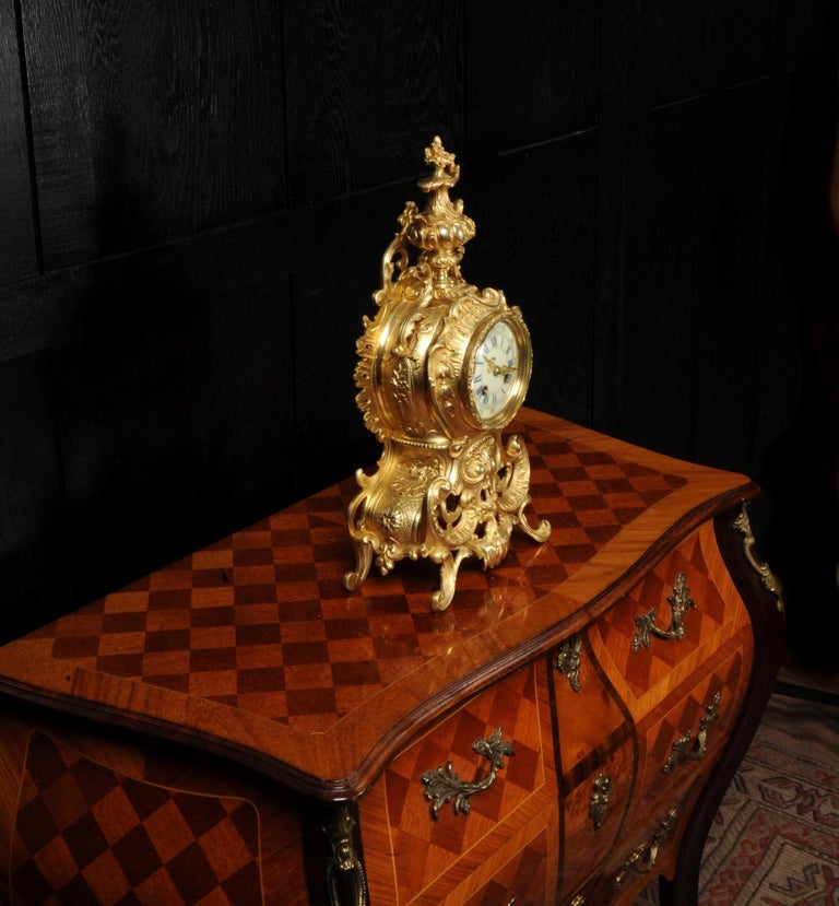 Antique French Gilt Bronze Rococo Clock by Samuel Marti at 1stDibs