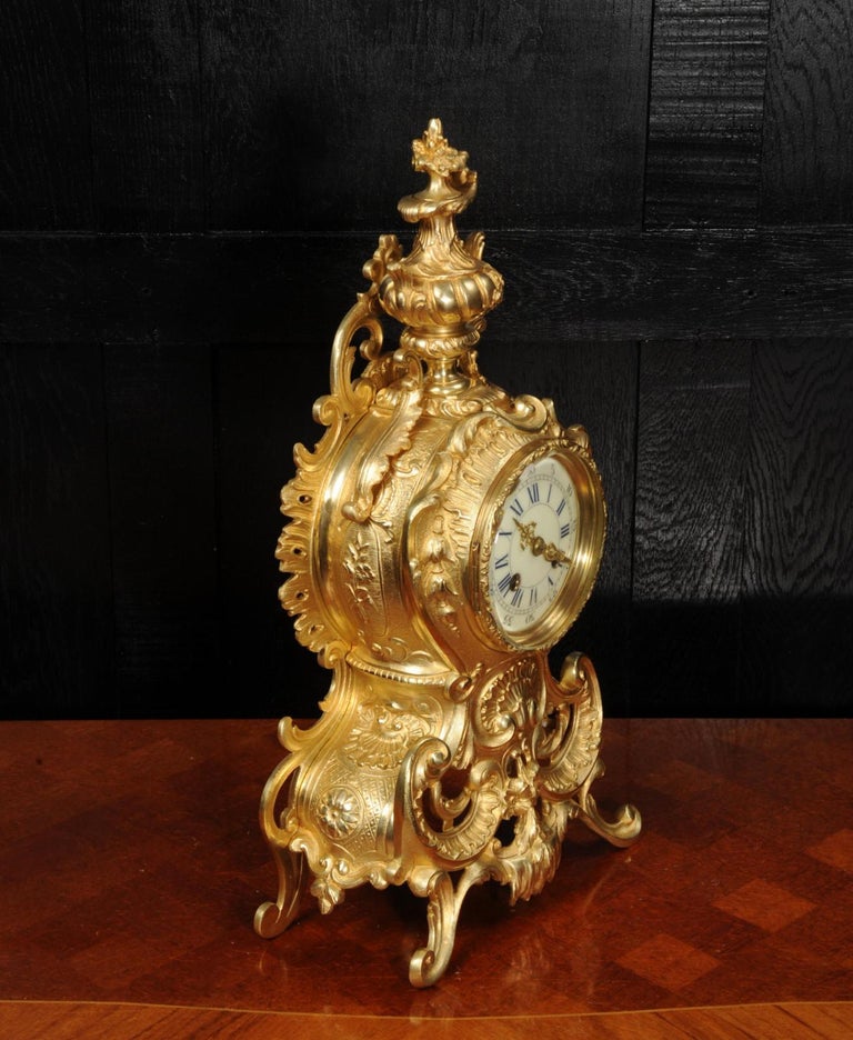 Antique French Gilt Bronze Rococo Clock by Samuel Marti at 1stDibs