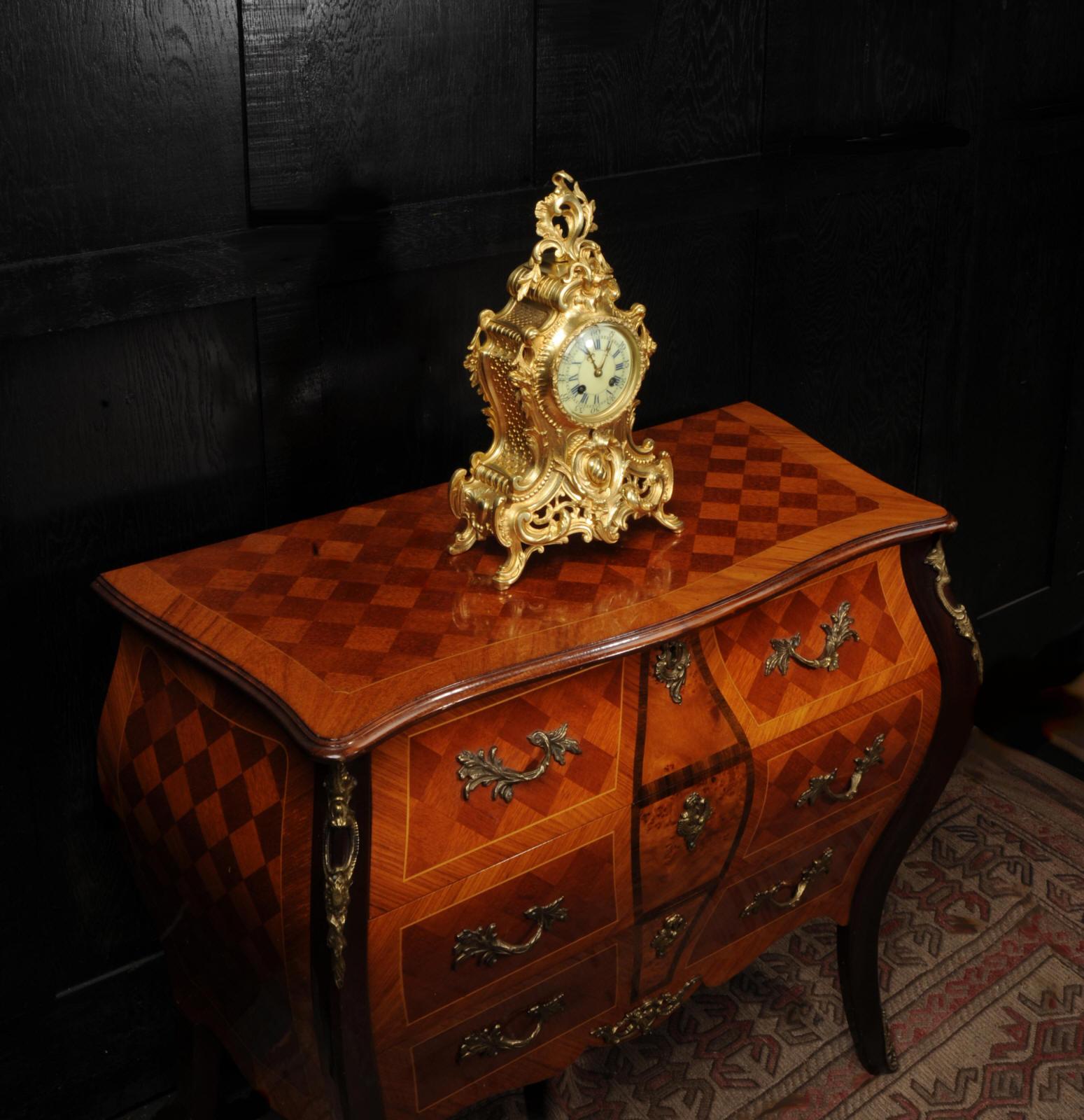 Antique French Gilt Bronze Rococo Clock by Vincenti For Sale at 1stDibs