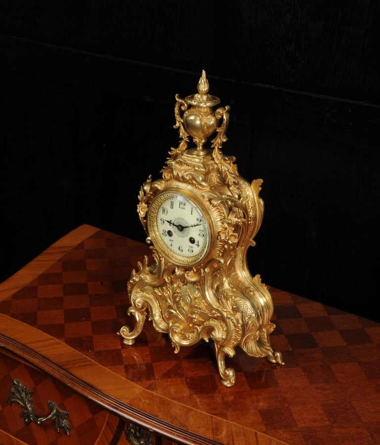 Antique French Gilt Bronze Rococo Clock at 1stDibs