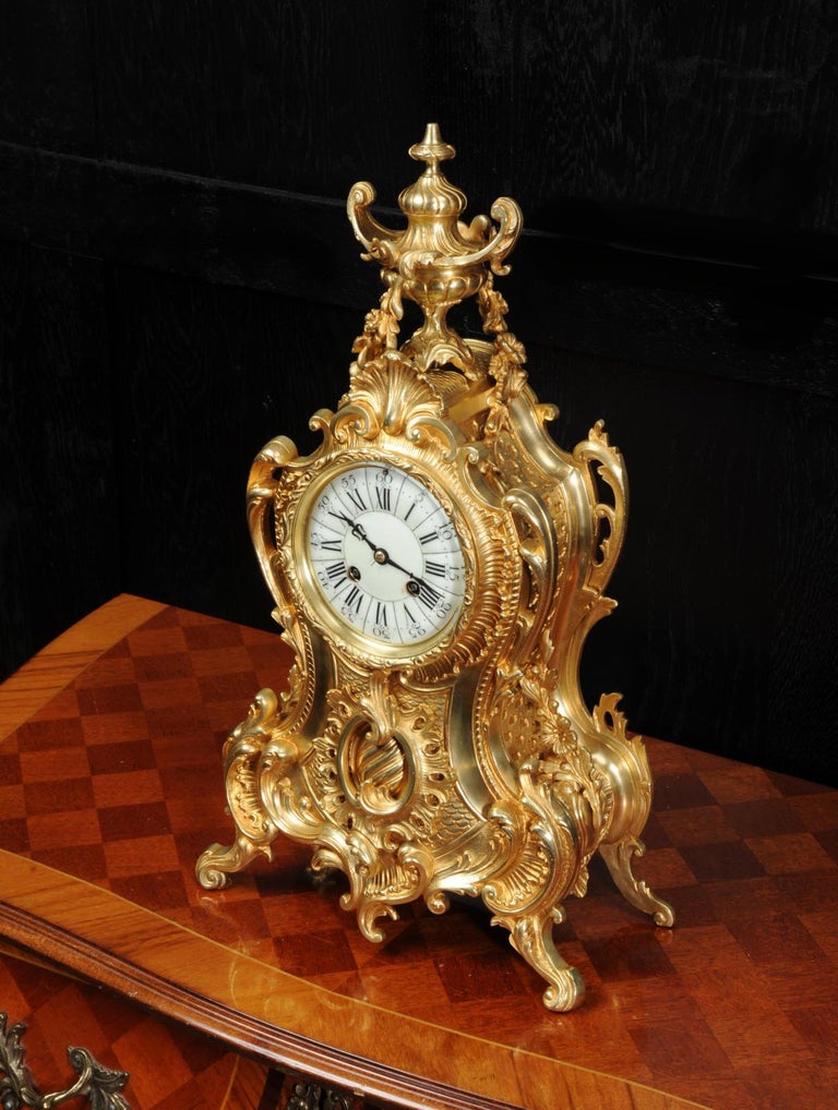 Antique French Gilt Bronze Rococo Clock at 1stDibs
