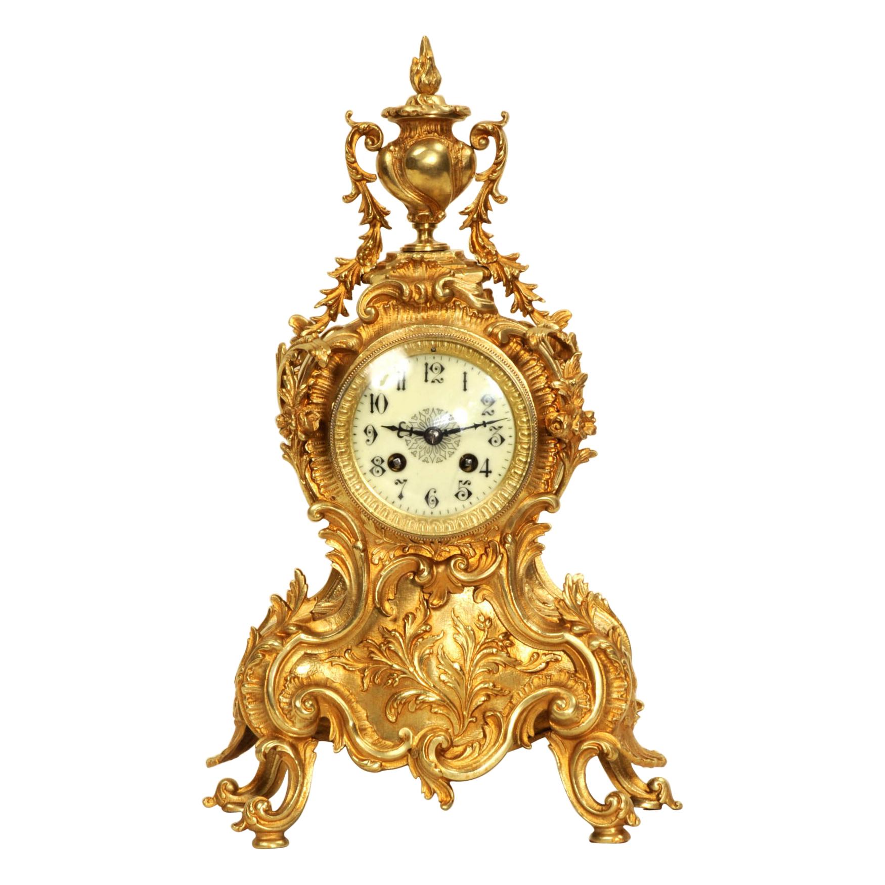 Antique French Gilt Bronze Rococo Clock at 1stDibs