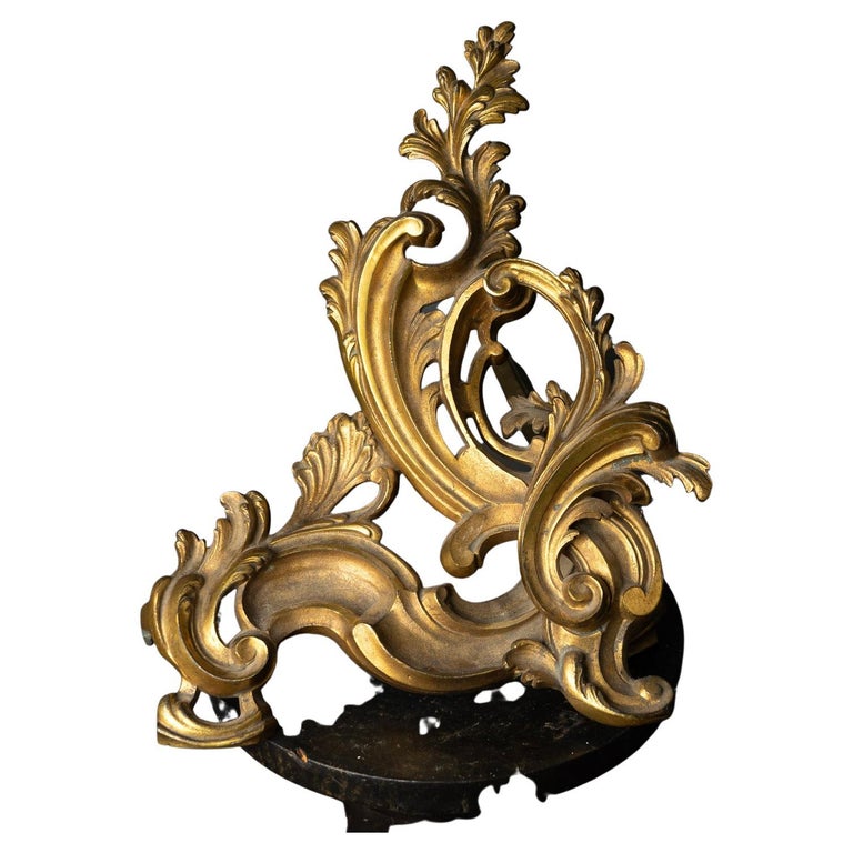 Antique French Gilt Bronze Rococo Style Chenet, 19th Century For Sale ...