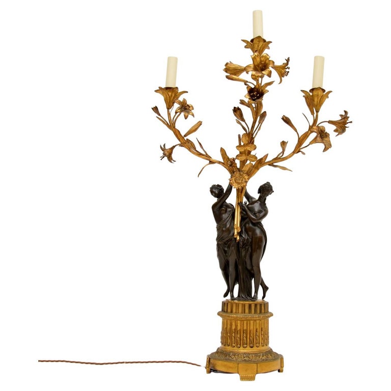 Antique French Gilt Bronze Table Lamp For Sale at 1stDibs
