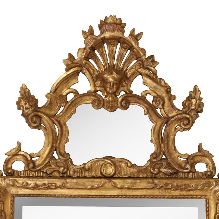 Antique French Gilt Mirror with Cherub Motif For Sale at 1stDibs