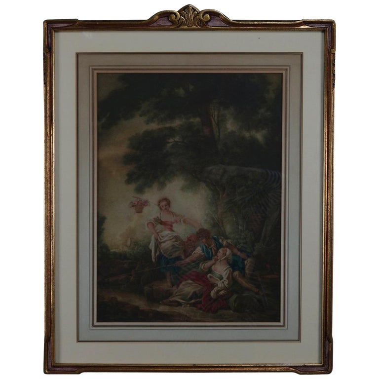 Antique French Giltwood Framed Classical Romantic Print, 20th Century ...