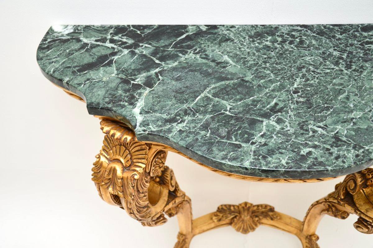 Antique French Giltwood Marble Top Console Table For Sale at 1stDibs