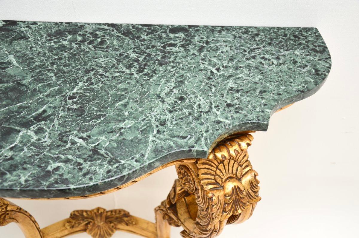 Antique French Giltwood Marble Top Console Table For Sale at 1stDibs