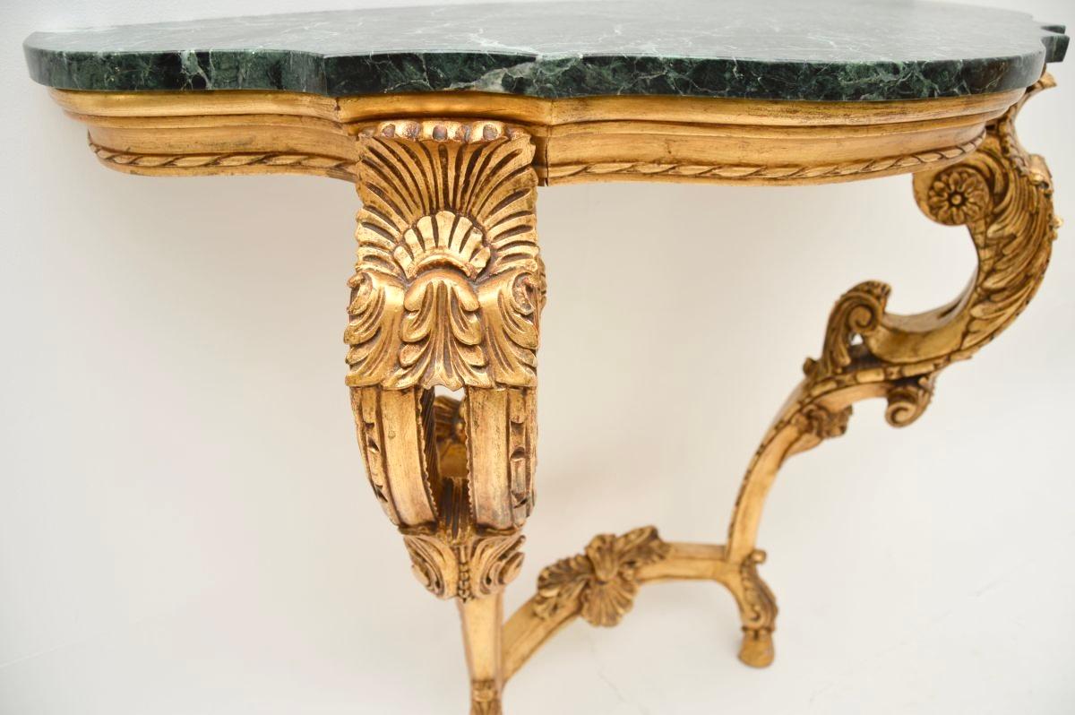 Antique French Giltwood Marble Top Console Table For Sale at 1stDibs