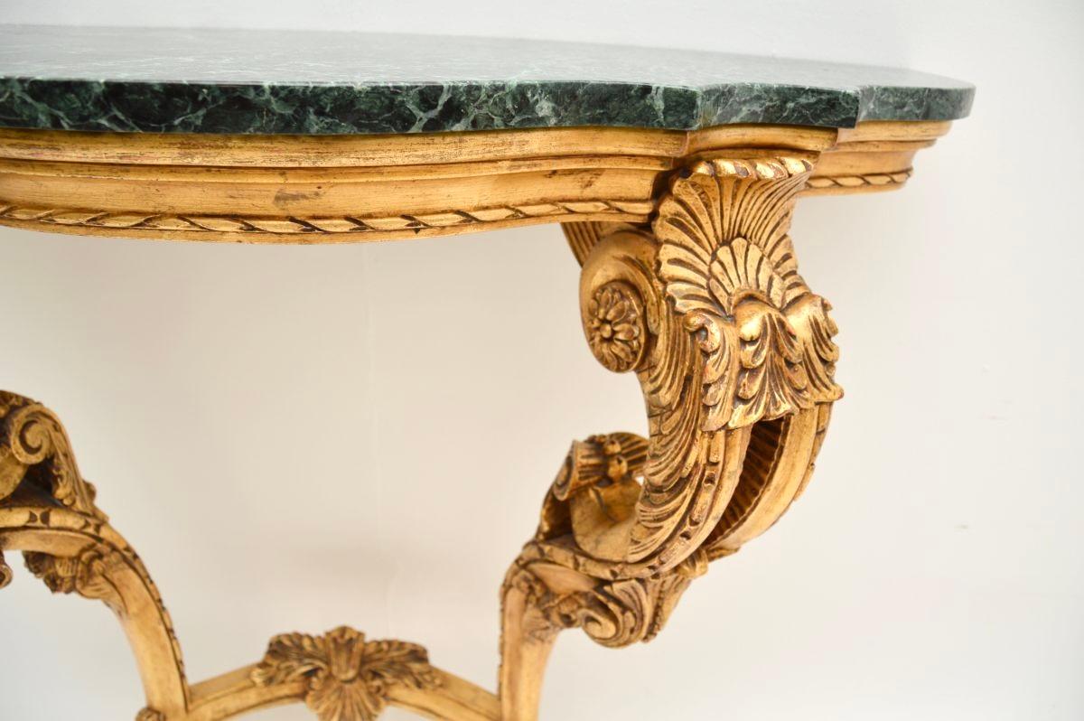 Antique French Giltwood Marble Top Console Table For Sale at 1stDibs