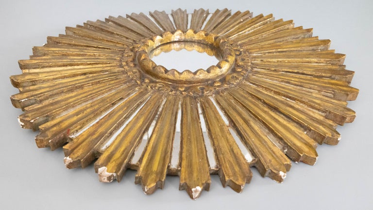Antique French Giltwood Sunburst Starburst Mirror For Sale at 1stDibs