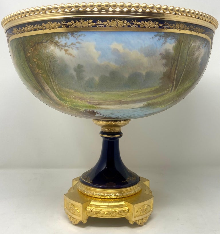 Antique French Gold Bronze and Cobalt Blue Sevres Porcelain Centerpiece ...