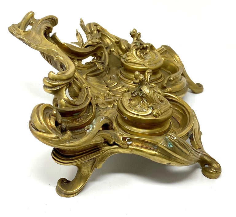 Antique French Gold Bronze Louis XV Style Inkwell circa 1880-1890 For ...