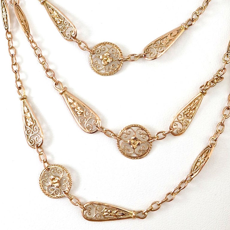Antique French Gold Chain Necklace at 1stDibs