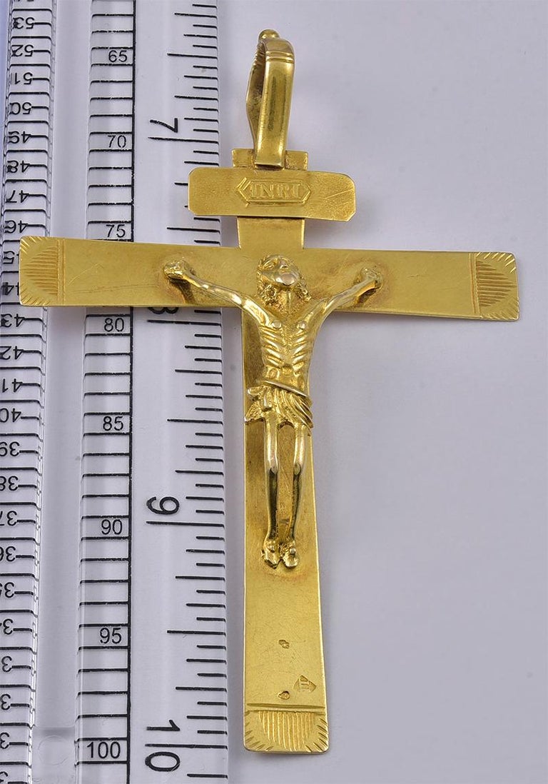 Antique French Gold Crucifix For Sale at 1stDibs
