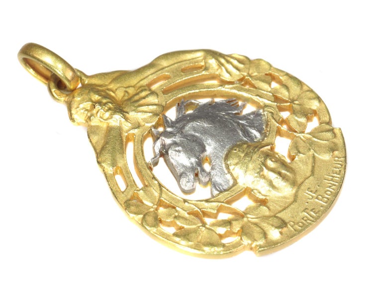 Antique French Gold Good Luck Charm, Good Luck Token for Horse Races ...