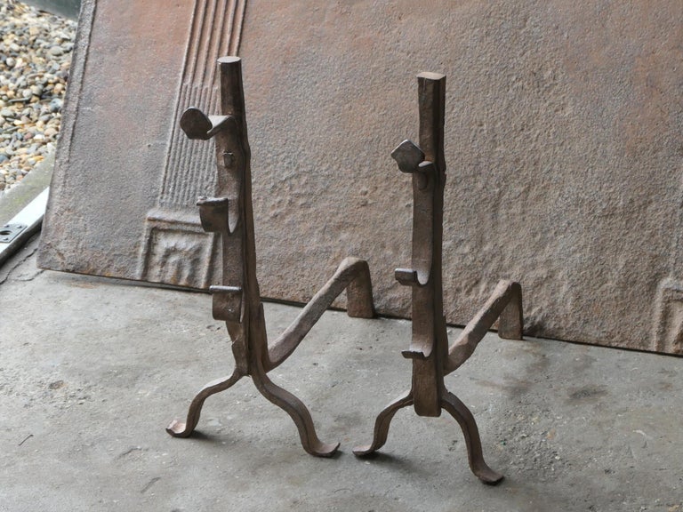 Antique French Gothic Andirons, 17th Century For Sale at 1stDibs