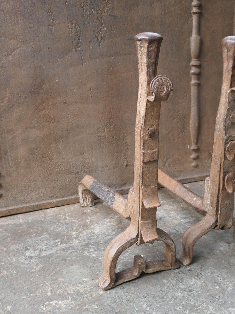 Antique French Gothic Andirons or Firedogs, 17th Century For Sale at ...