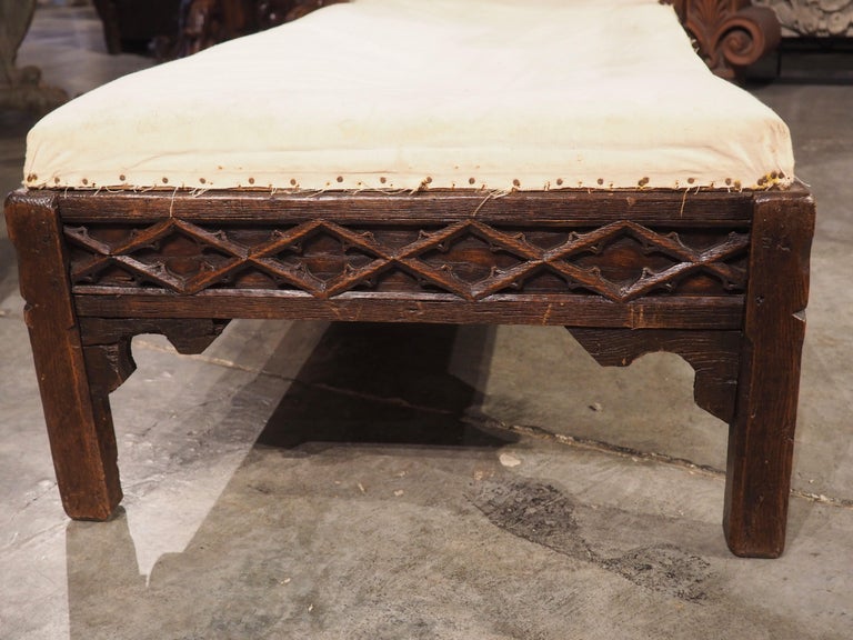Antique French Gothic Oak Chaise Longue, Circa 1870 For Sale at 1stDibs