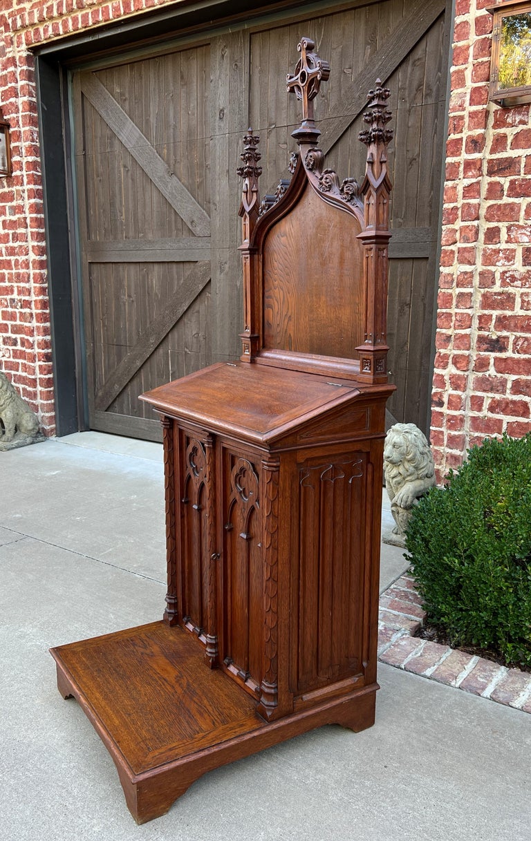 Antique French Gothic Revival Prayer Bench Prie Dieu Prayer Kneeler Bible Box For Sale at 1stDibs