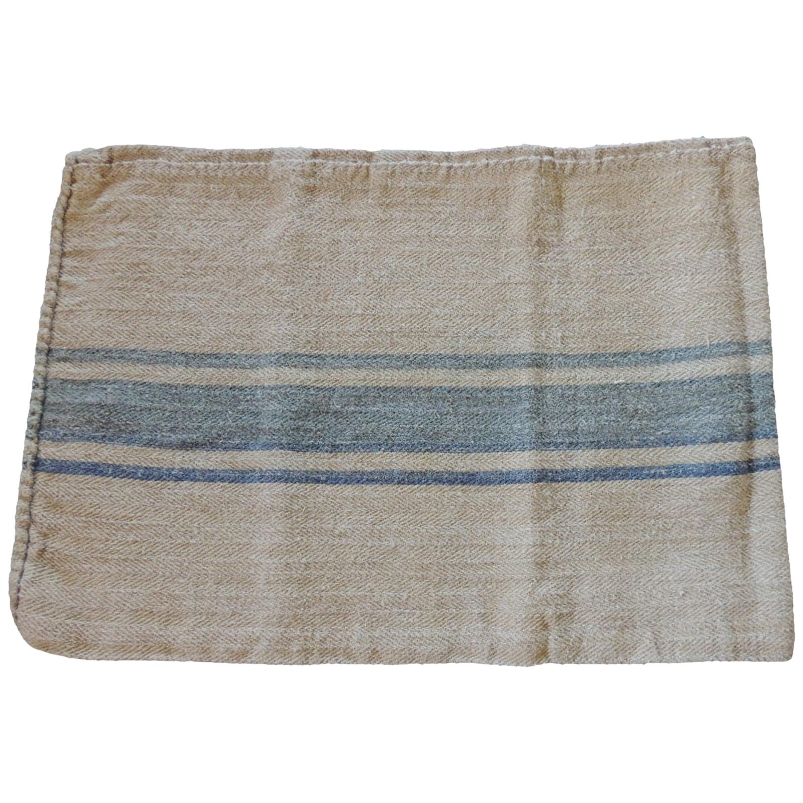 Antique French Grain Sack with Indigo and Natural Stripes For Sale at ...