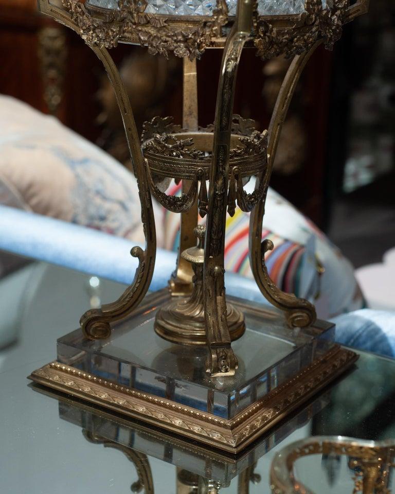 Antique French Grand Cut Crystal Compote / Bowl with Bronze Footed Base ...