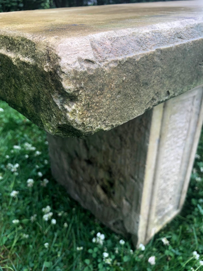 Antique French Hand-Carved Limestone Bench with Simple Supports For ...