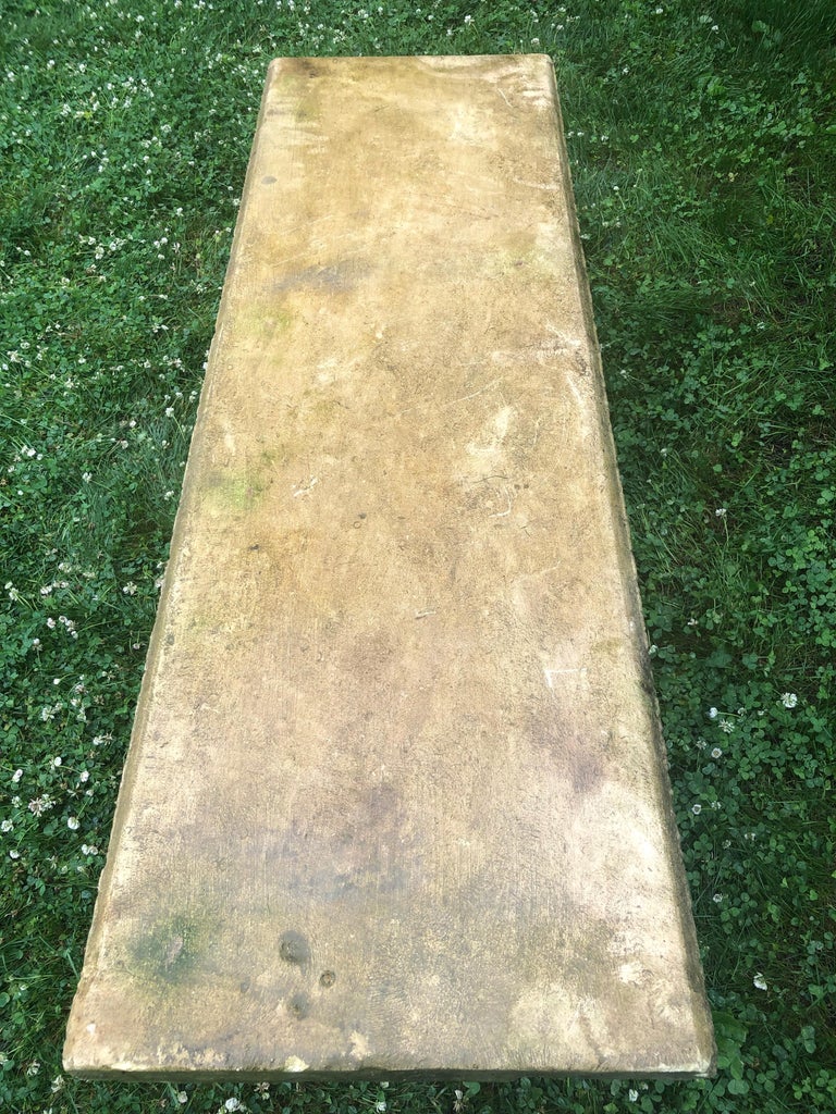 Antique French Hand-Carved Limestone Bench with Simple Supports For ...