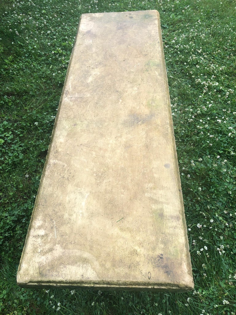 Antique French Hand-Carved Limestone Bench with Simple Supports For ...