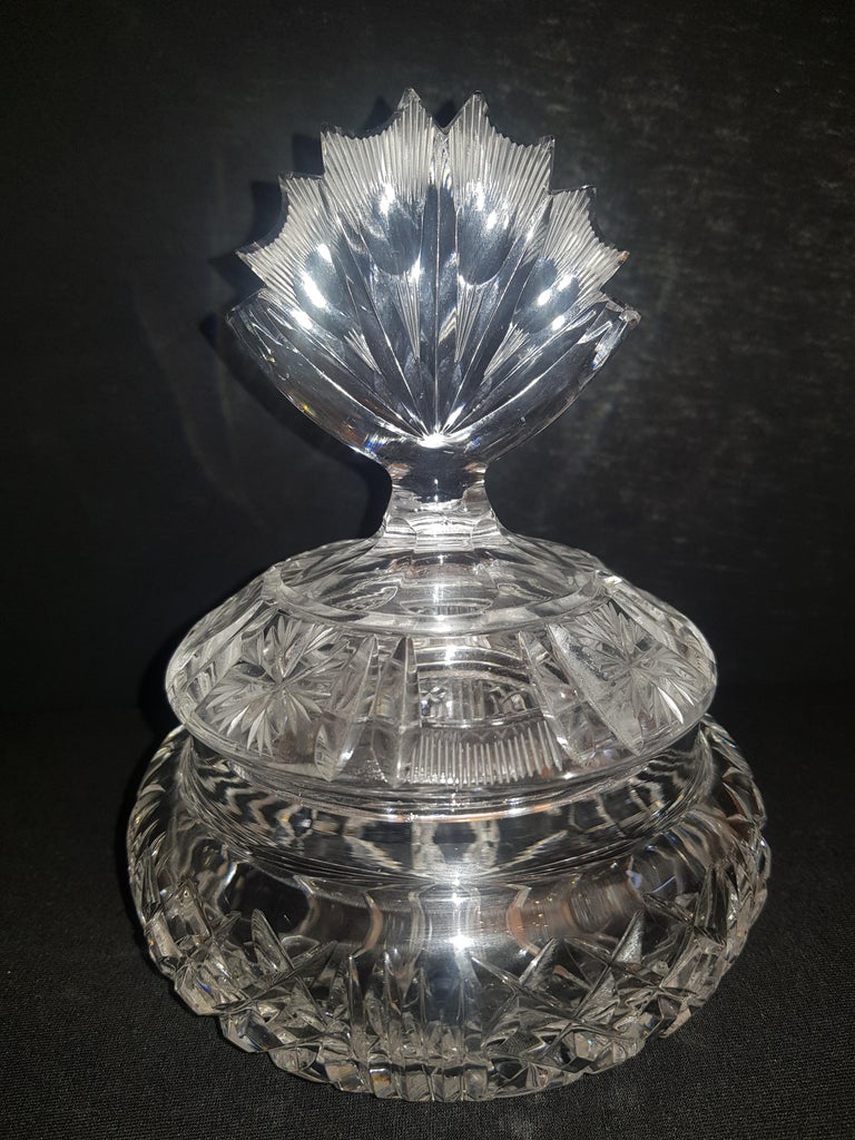 Antique French Hand Cut Crystal Dish For Sale at 1stDibs