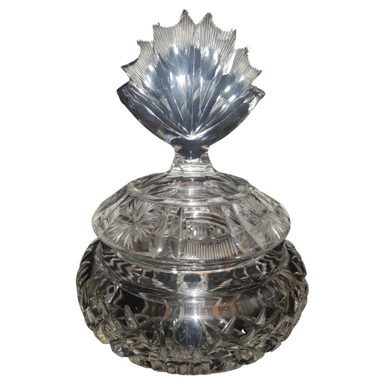 Antique French Hand Cut Crystal Dish For Sale at 1stDibs