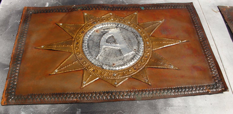 Antique French Hand Hammered Copper Sign For Sale at 1stDibs