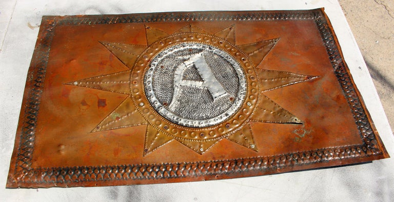 Antique French Hand Hammered Copper Sign For Sale at 1stDibs