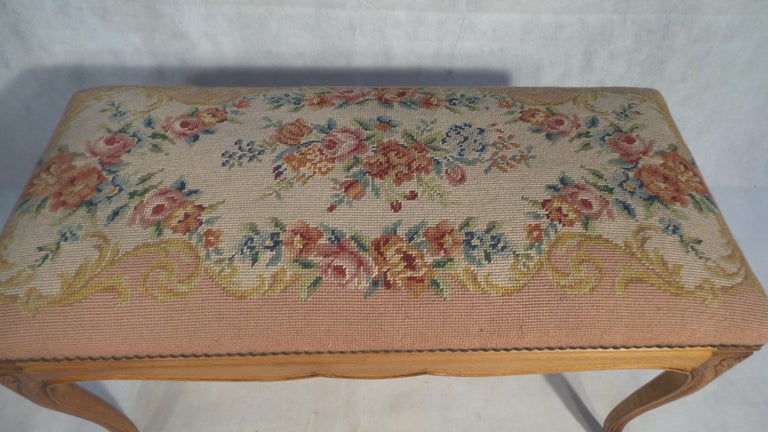 Antique French Handmade Tapestry Footstool in Petit Point For Sale at ...