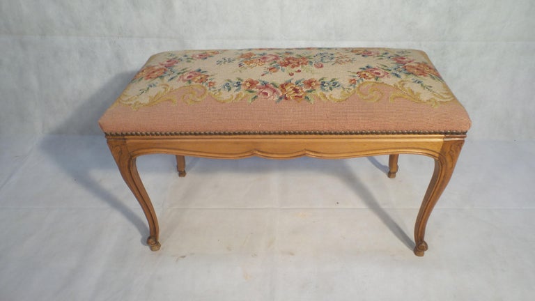 Antique French Handmade Tapestry Footstool in Petit Point For Sale at ...