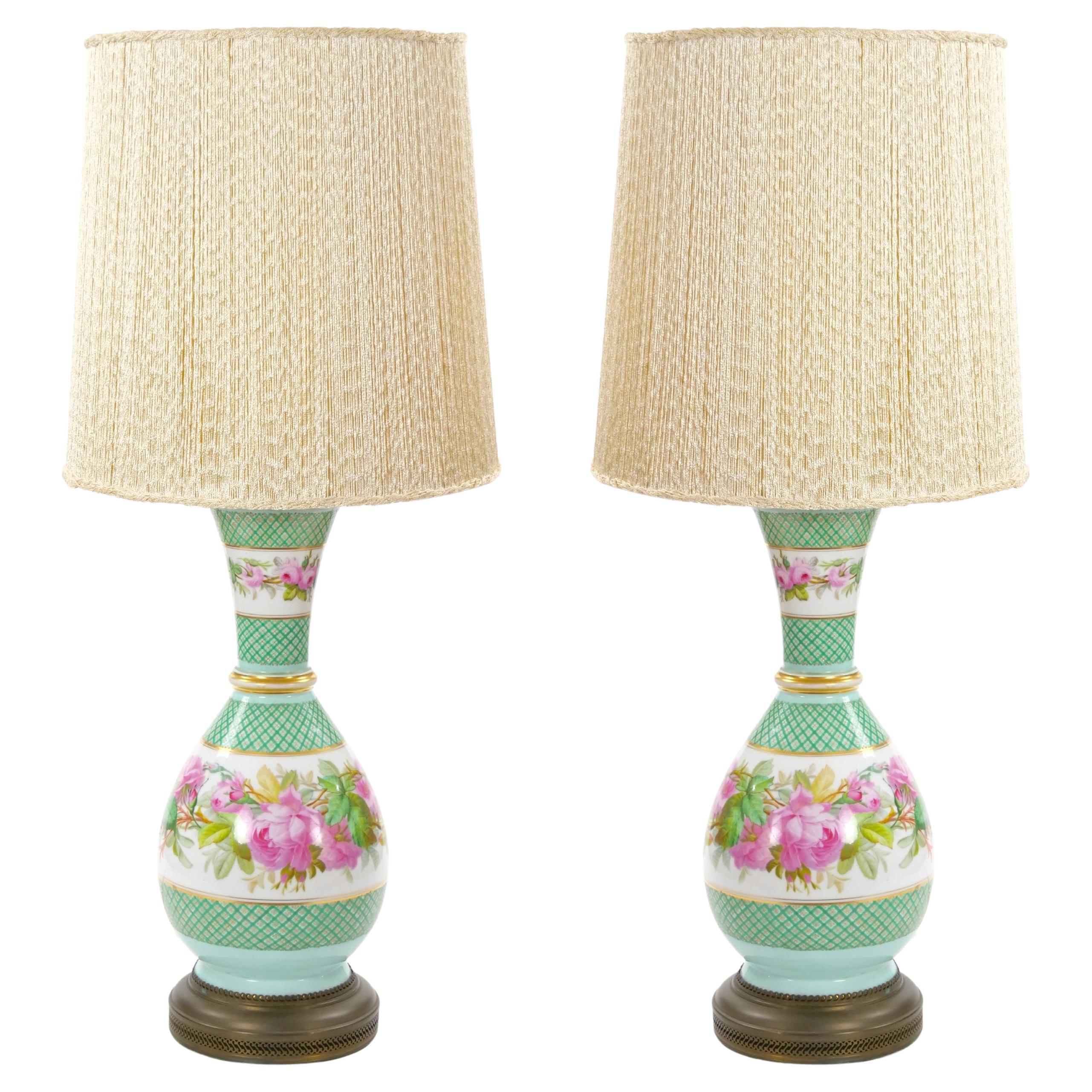 Pair Samson Hand-Painted Porcelain Table Lamps With Gilt Gold Accent ...