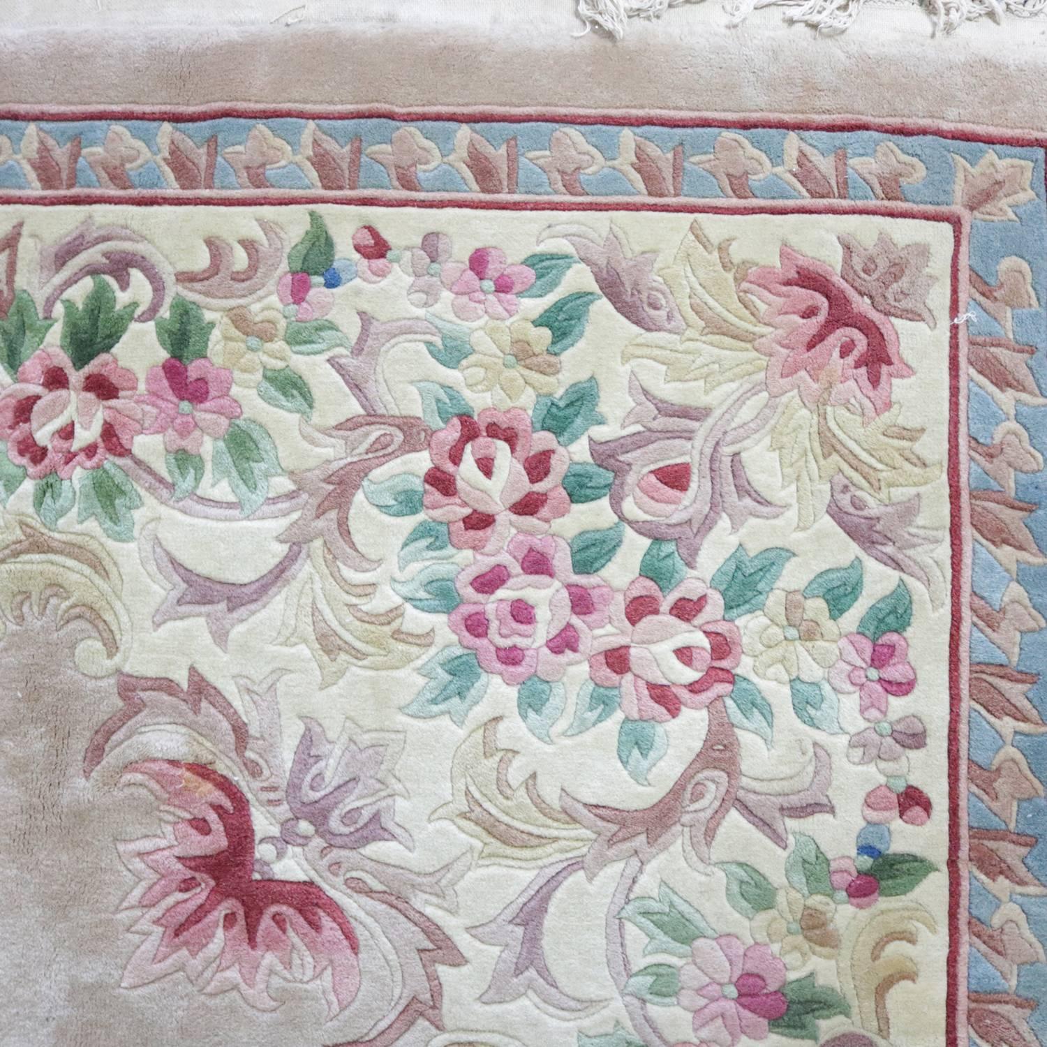 Antique French Handwoven Wool Aubusson Style Floral Carpet, circa 1920 ...