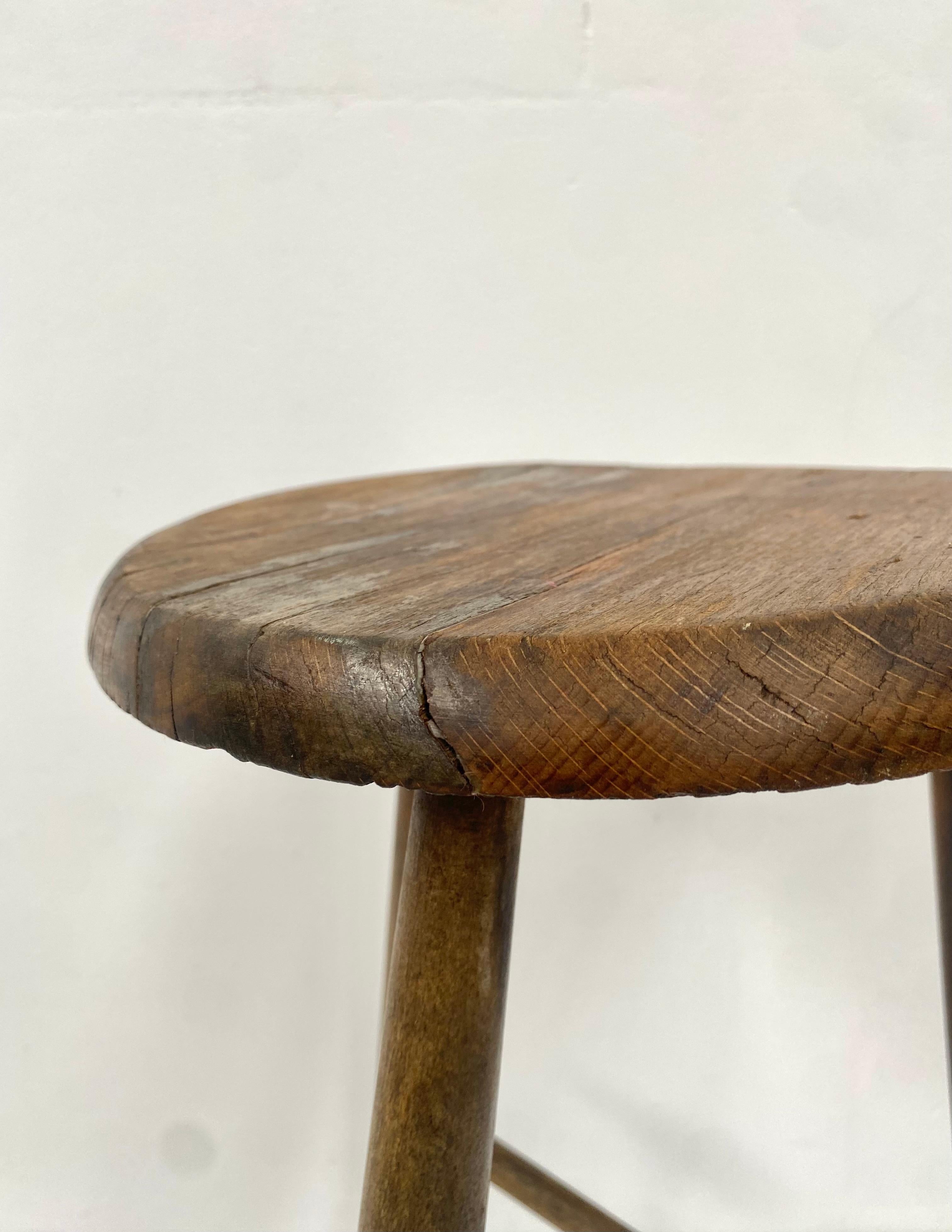 Antique French Handmade Oak Stool, 1930s. For Sale at 1stDibs