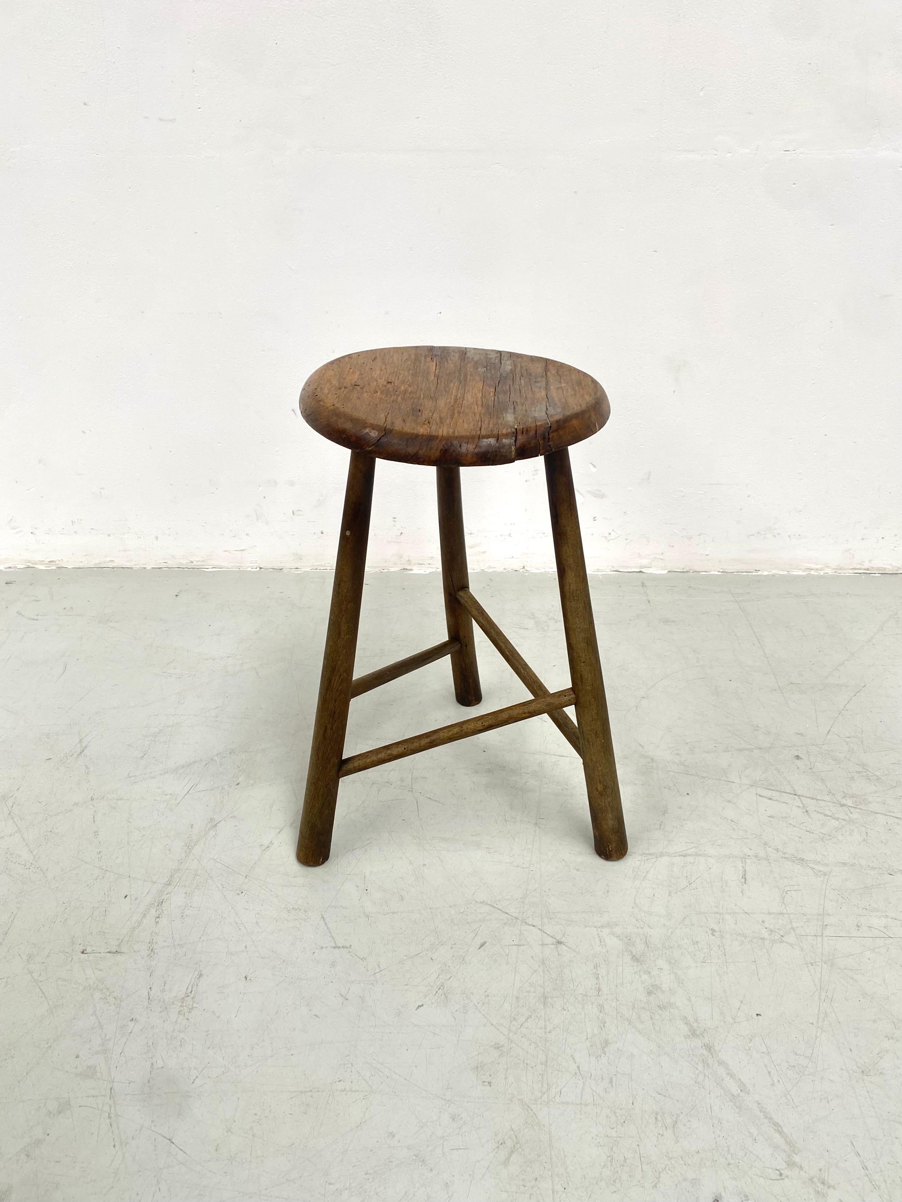 Antique French Handmade Oak Stool, 1930s. For Sale at 1stDibs