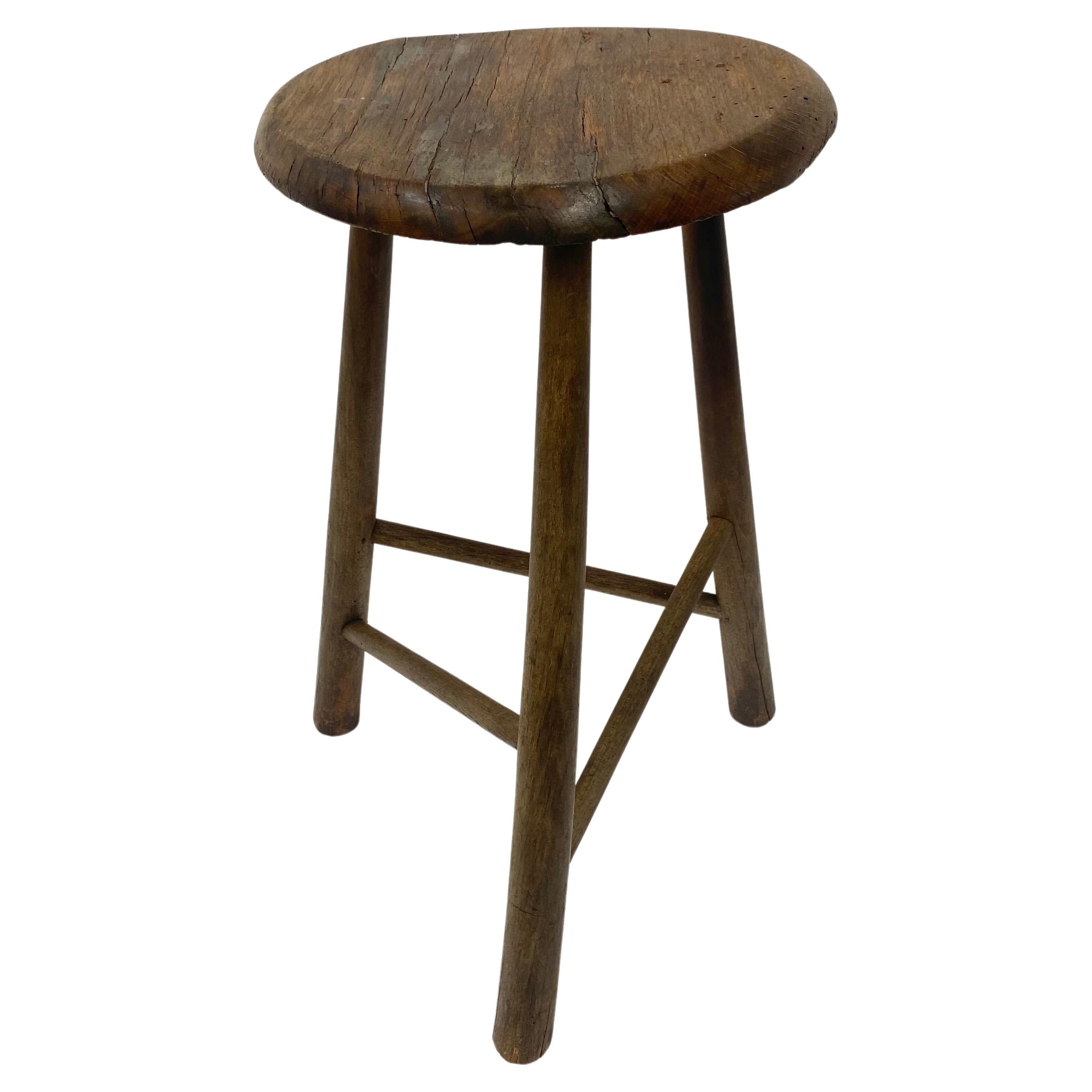 Antique French Handmade Oak Stool, 1930s. For Sale at 1stDibs
