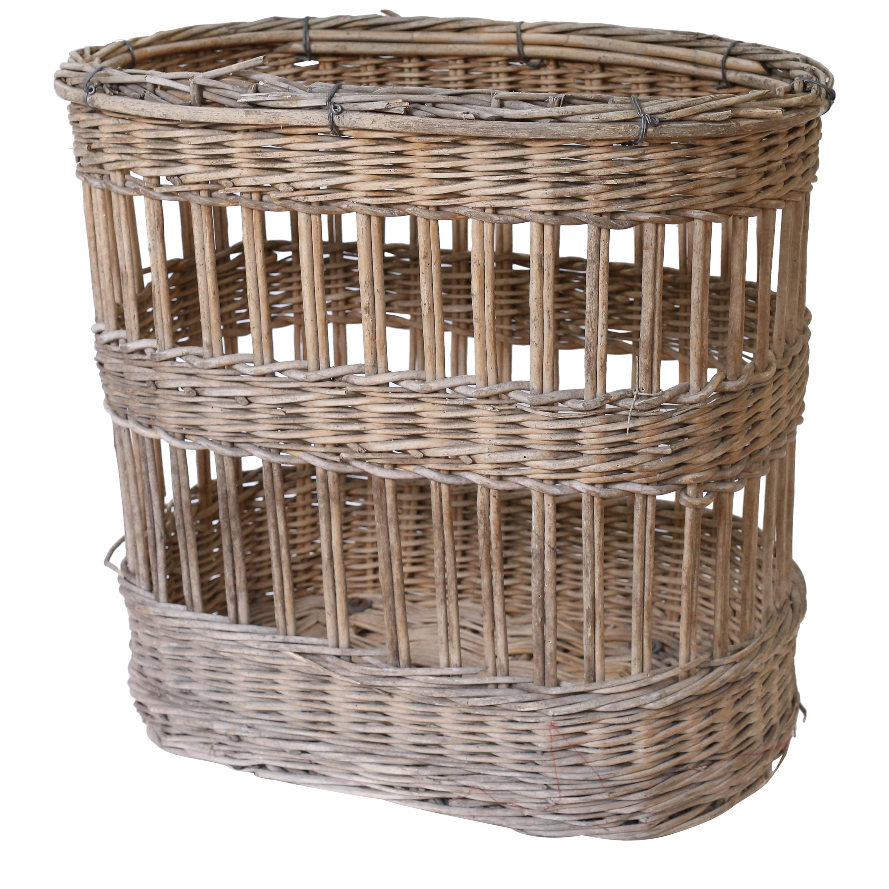 Antique French Harvest Basket on Castors at 1stDibs