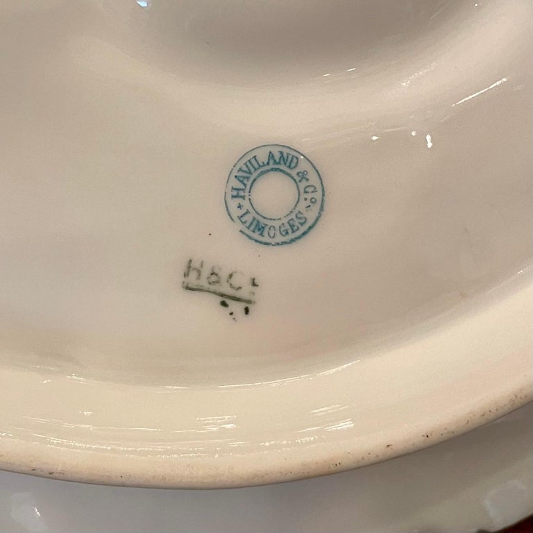 Antique French Haviland Limoges Red Porcelain Turkey Pattern Oyster ...