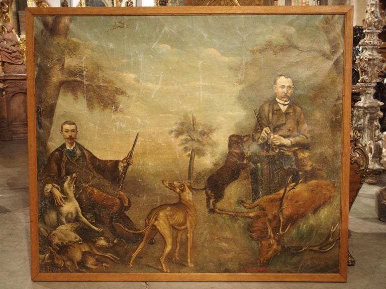 Antique French Hunt Scene Painting by Andre Loupot '1869-1943' at 1stDibs