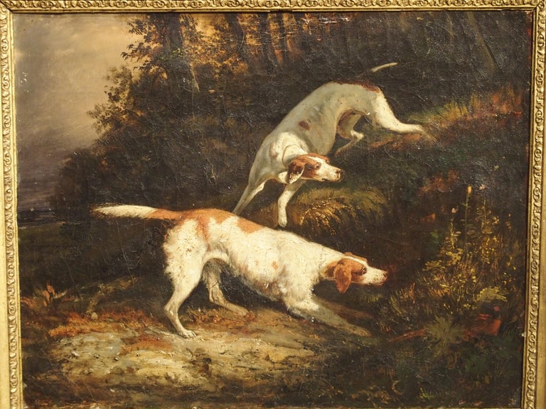 Antique French Hunting Dogs Painting, 19th Century at 1stDibs | antique ...