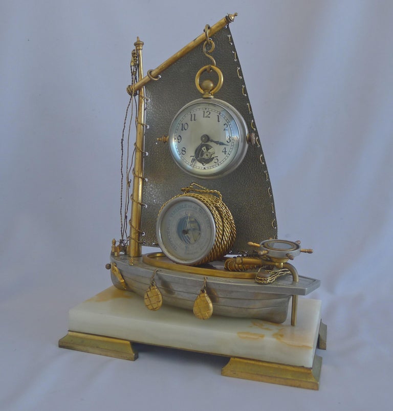 Antique French Industrial Sailboat Compendium Clock For Sale at 1stDibs
