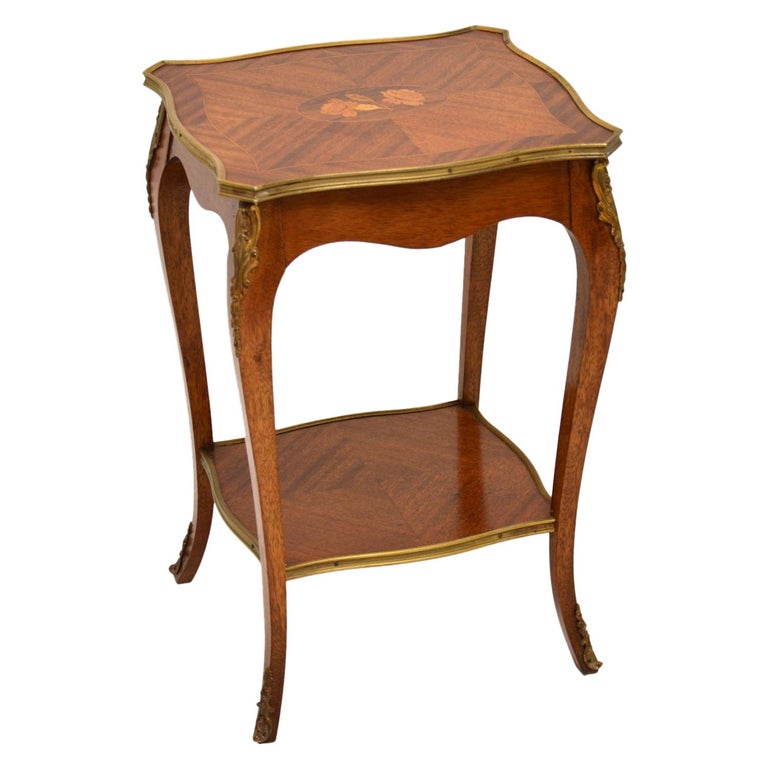 Antique French Inlaid Marquetry Side Table at 1stDibs